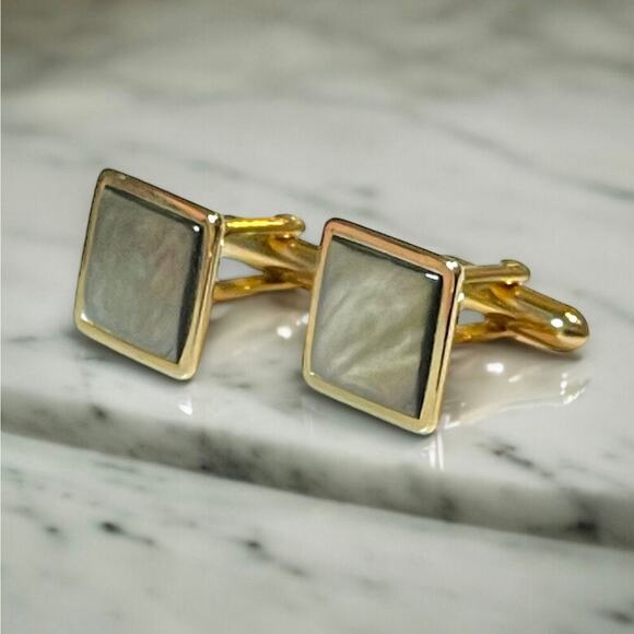 SWANK | Accessories | Vintage Swank Cufflinks Mens Gold Tone Mother Of ...